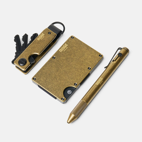 The Ridge: Wallet + Keycase + Pen Kit - Brass - Ridge AU
