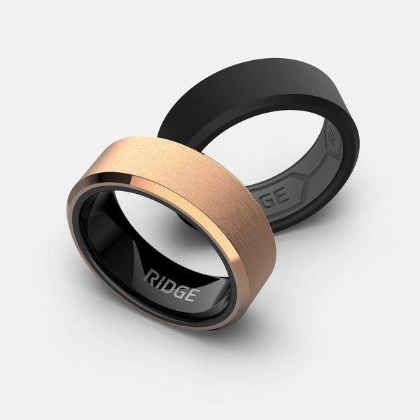 18K Rose Gold Tungsten Wedding Band - The Ridge - Ridge AU